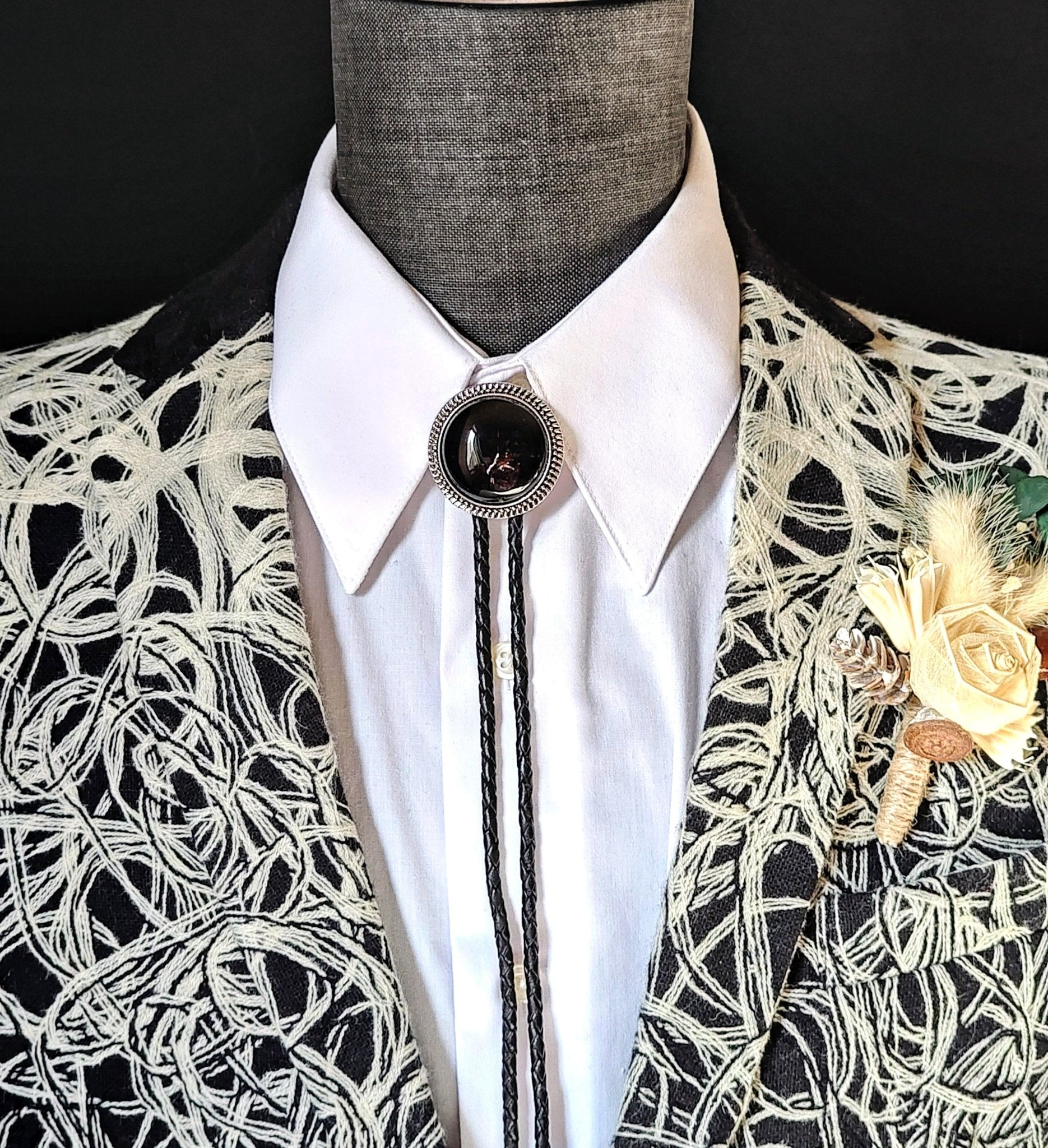Custom Bolo Tie with Black Onyx Stone in Round Up Setting – Folks On ...